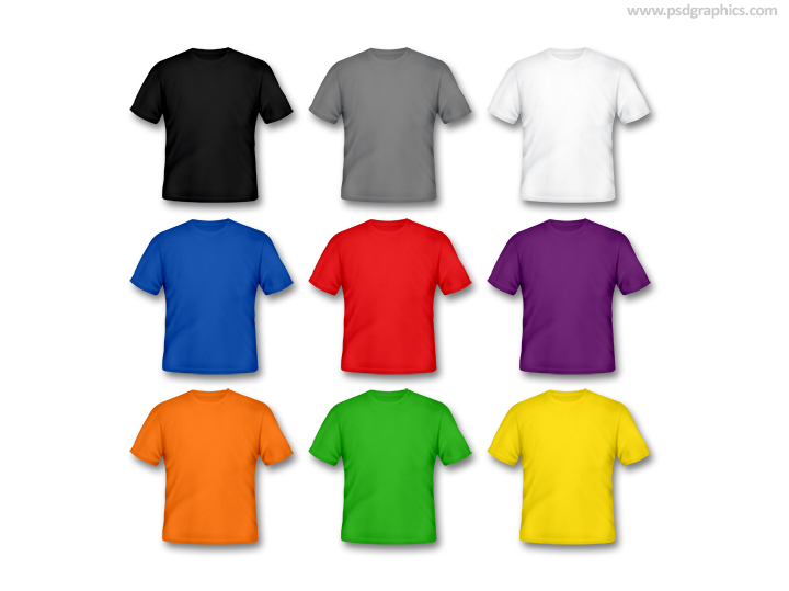 Blank T shirts In Various Colors PSDGraphics
